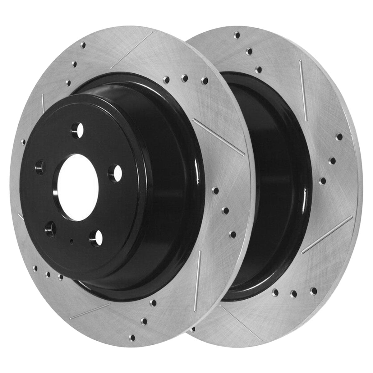 AutoShack Black Hat Drilled and Slotted Brake Rotors Rear Brake Rotor ...