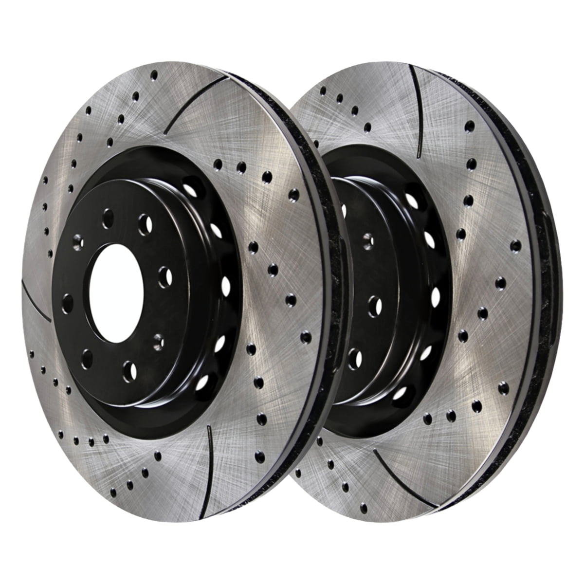 AutoShack Black Hat Drilled and Slotted Brake Rotors Front Brake Rotor ...