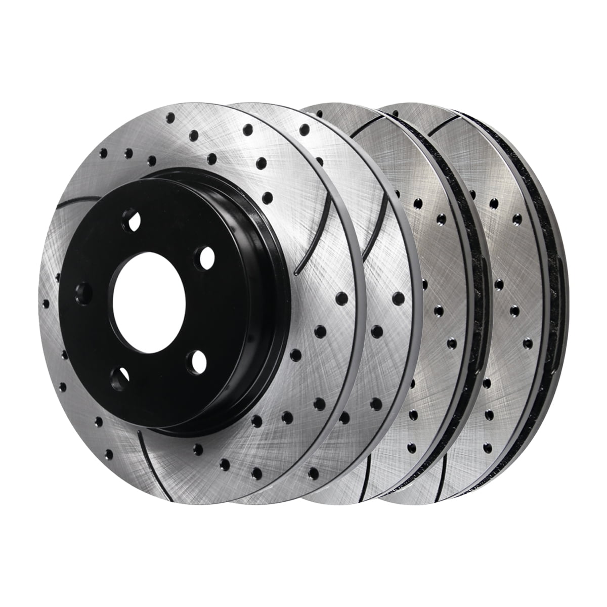 AutoShack Drilled Slotted Brake Rotors Black Set for Jeep Grand ...