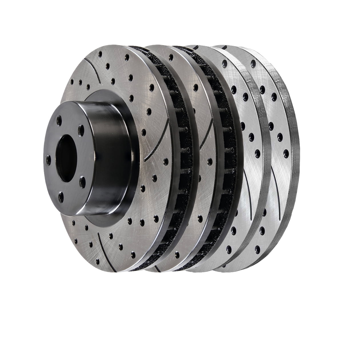 AutoShack Black Hat Drilled and Slotted Brake Rotors Front and Rear ...