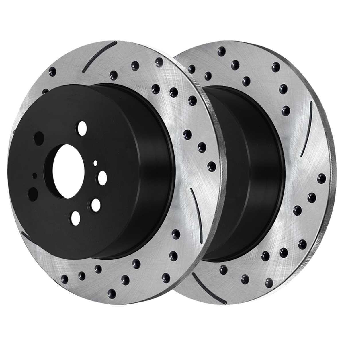 AutoShack Black Hat Drilled and Slotted Brake Rotors Rear Brake Rotor ...