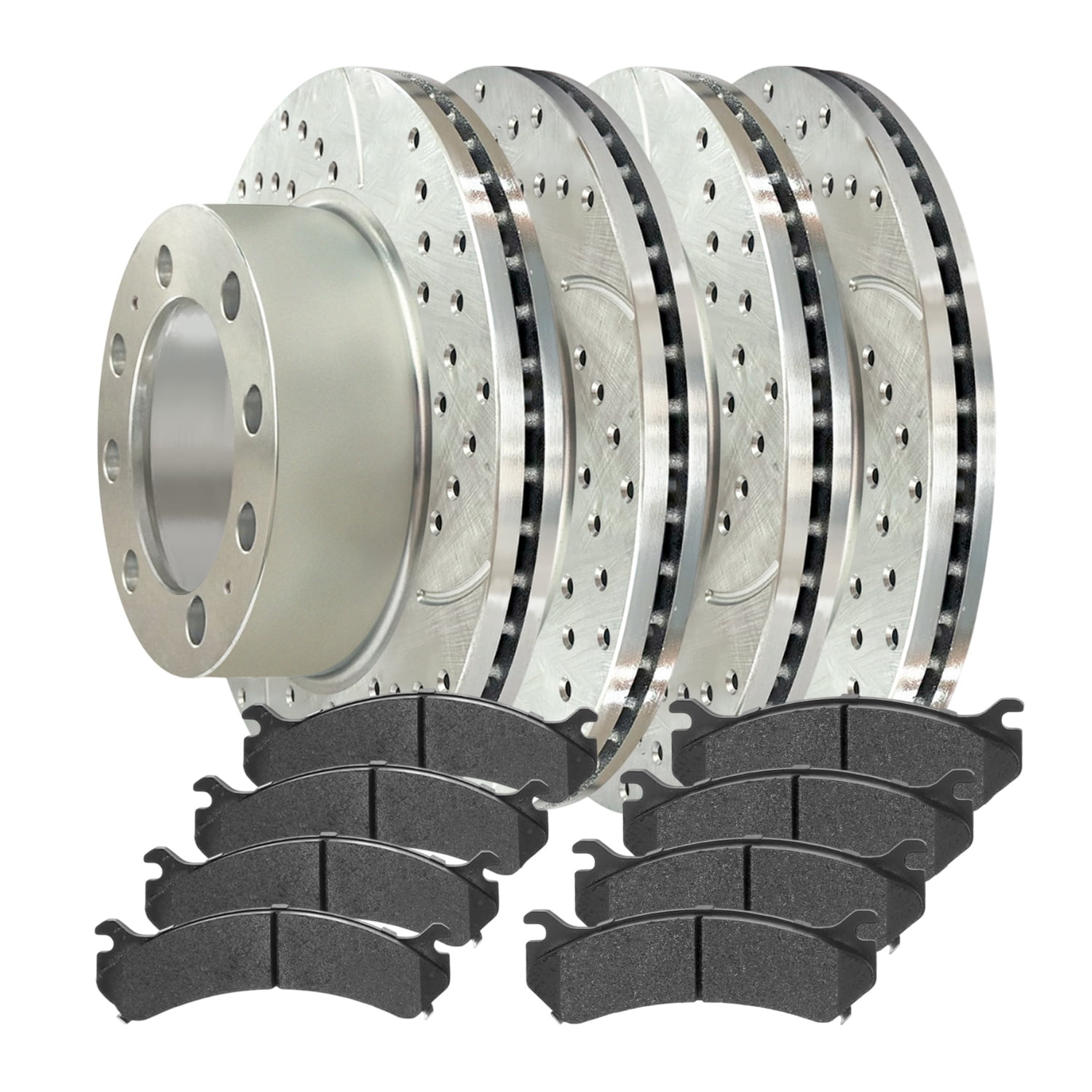 AutoShack Front & Rear Drilled & Slotted Brake Rotors Premium Ceramic ...