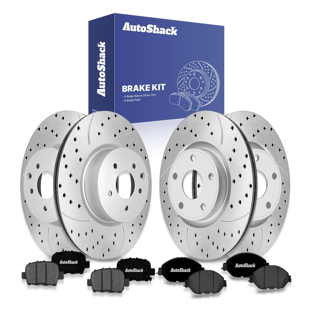 AutoShack Front & Rear Drilled Slotted Brake Rotors Premium Ceramic ...