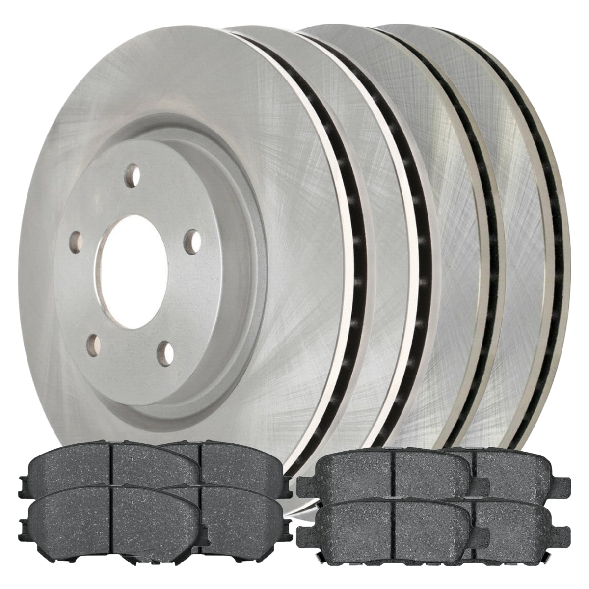 AutoShack Front & Rear Brake Rotors Ceramic Brake Pads | Replacement ...
