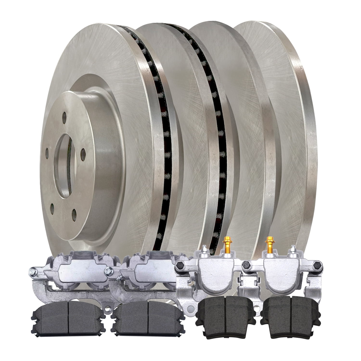 AutoShack Brake Rotors with Pads and Calipers Front and Rear Brake Rotor, Pad & Caliper ...