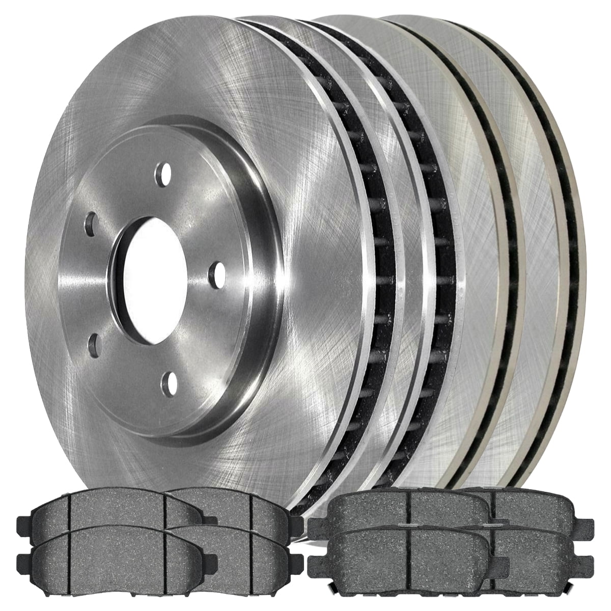 AutoShack Front & Rear Brake Rotors Ceramic Brake Pads | Replacement ...