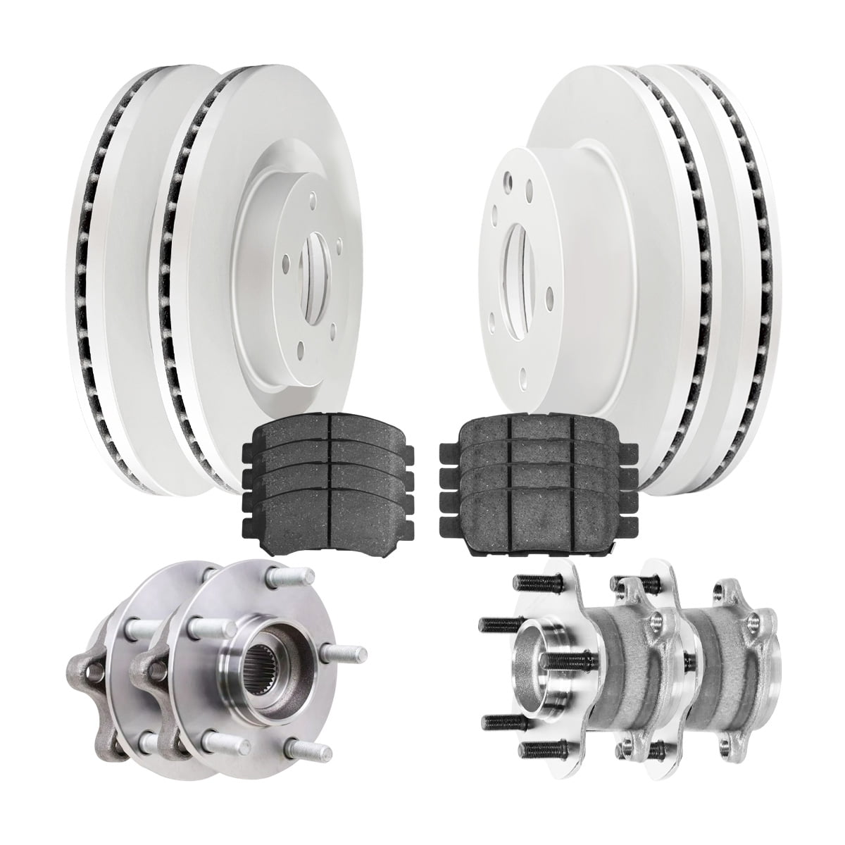 AutoShack Front & Rear Brake Rotors Ceramic Brake Pads Wheel Bearing ...
