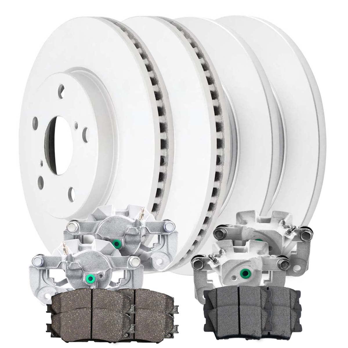 AutoShack Front & Rear Brake Rotors Ceramic Brake Pads Calipers ...