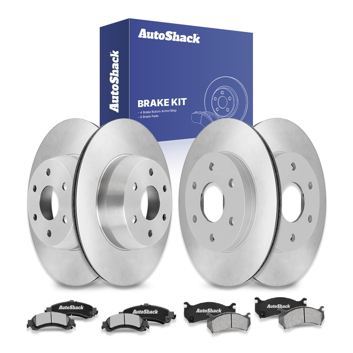 AutoShack Front Vented & Rear Vented Coated Brake Rotors + Ceramic Pads ...