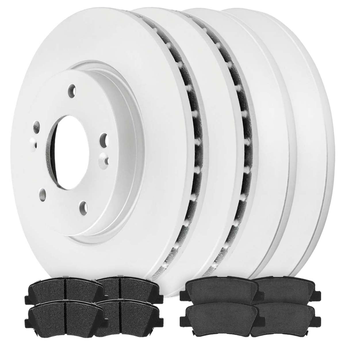 AutoShack Coated Brake Rotors Front and Rear Brake Rotor Replacement Kit with Performance ...