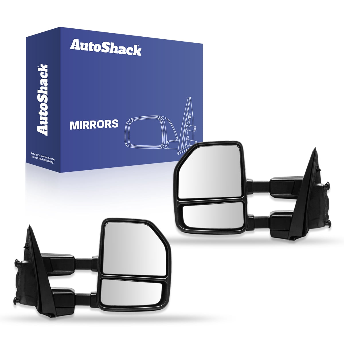 AutoShack Towing Mirrors Pair, Black Textured, Heated, Power, Folding ...