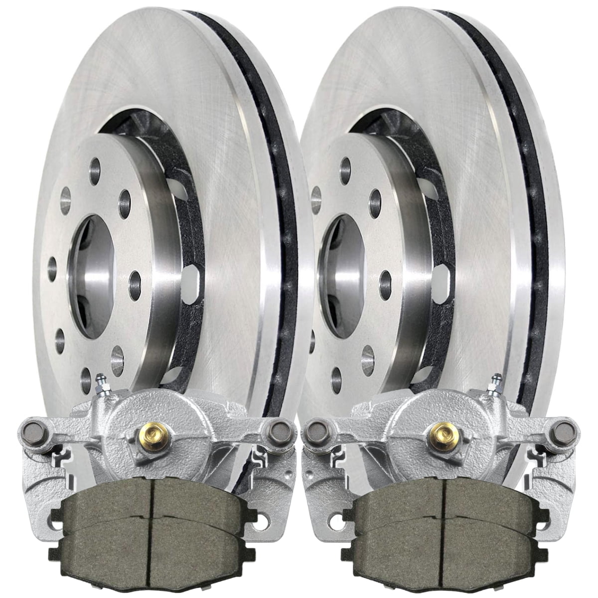 AutoShack Front Brake Calipers Ceramic Pads Rotors Kit Driver and ...