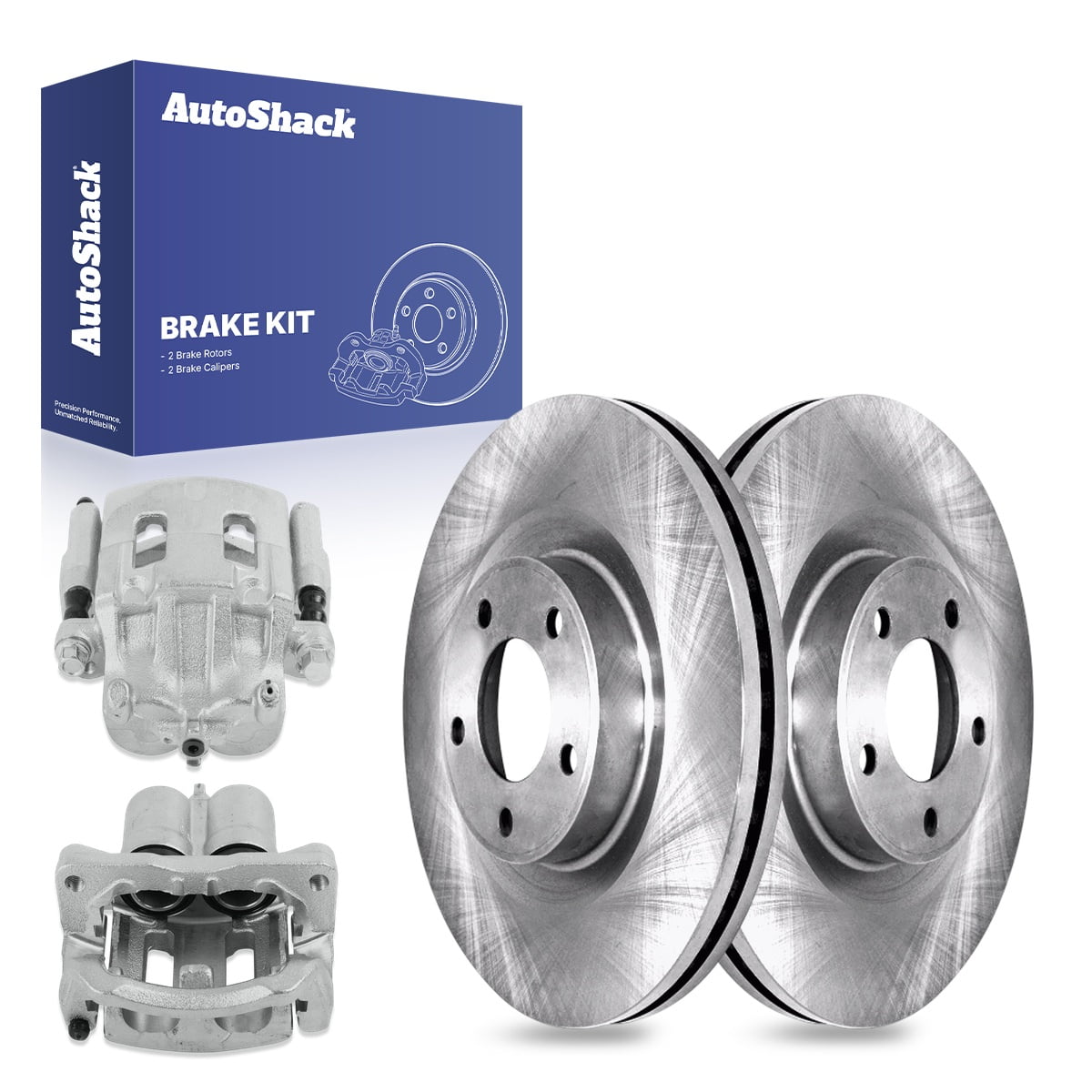 AutoShack Front Vented Brake Rotors + Calipers 4-PC Brake Kit ...