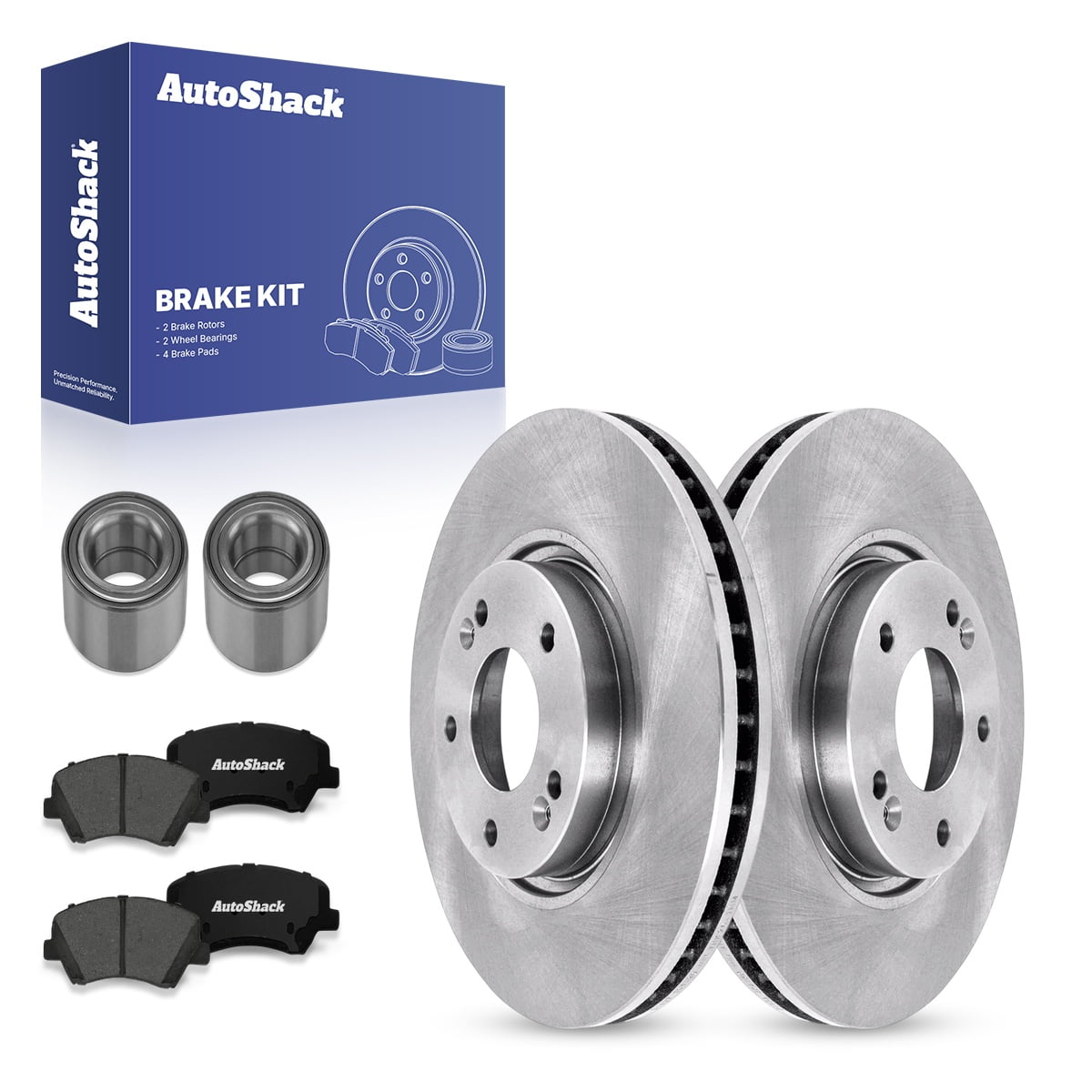 AutoShack Front Brake Rotors Premium Ceramic Brake Pads Wheel Bearing ...