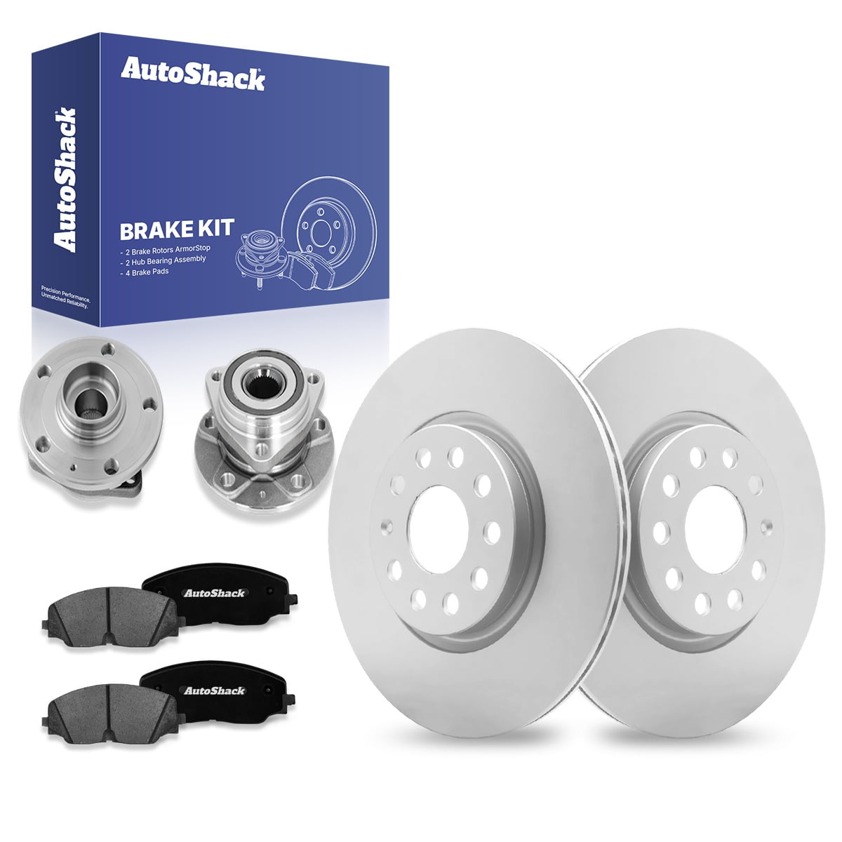 AutoShack Front Brake Rotors Premium Ceramic Brake Pads Wheel Bearing ...