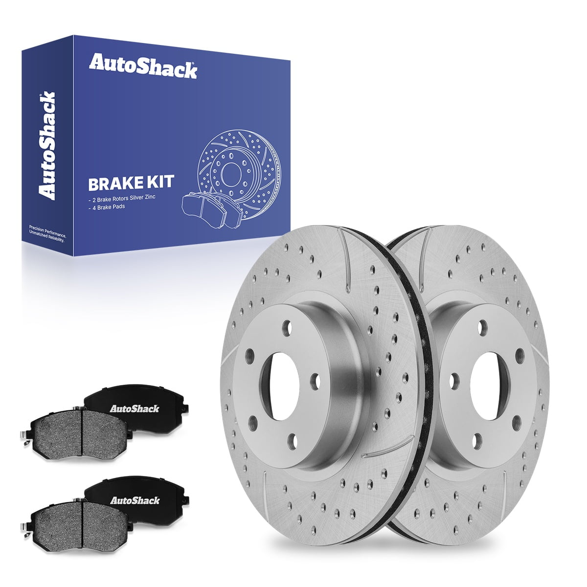 AutoShack 10.91" (277 mm) Front Vented Drilled & Slotted Brake Rotors ...