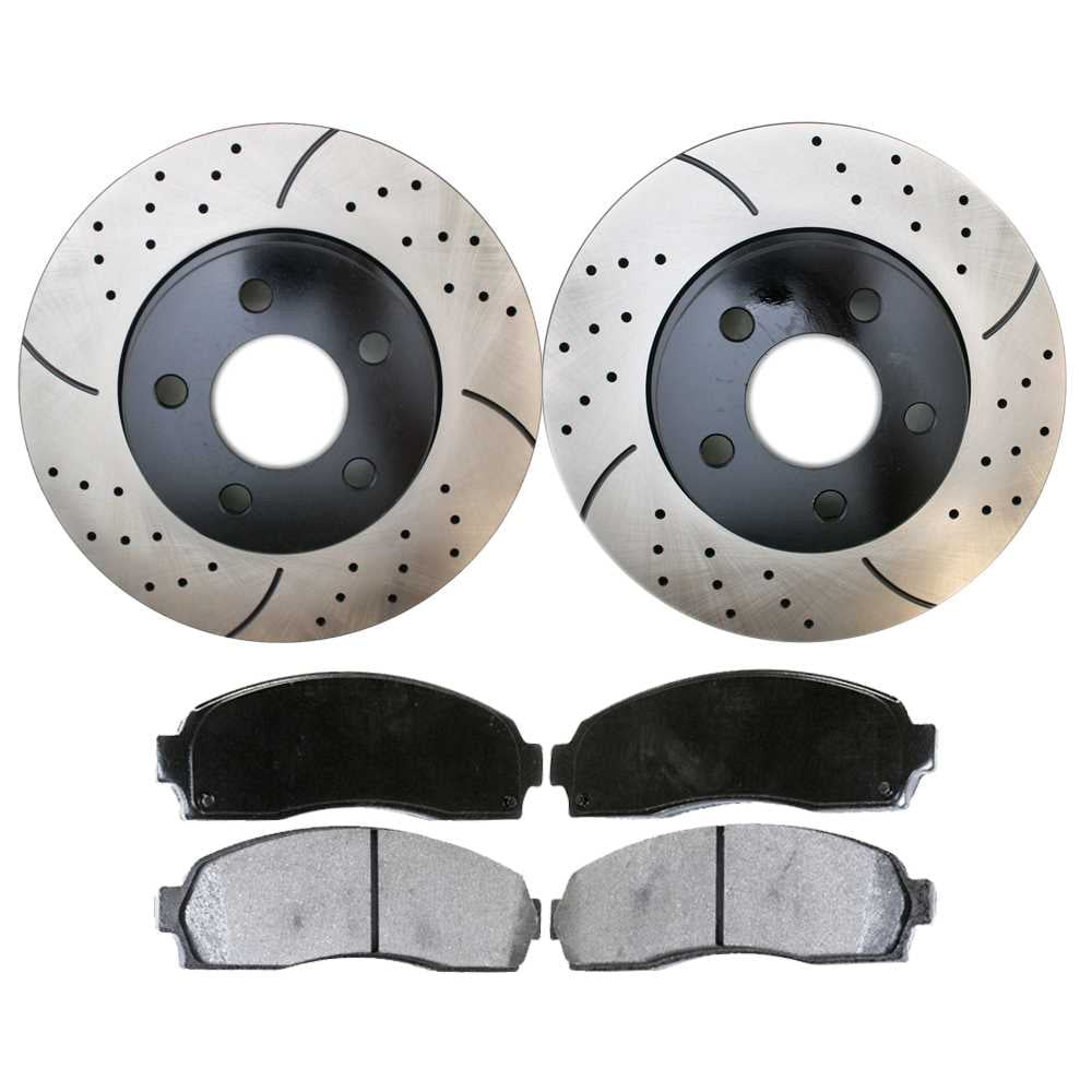 AutoShack Front Drilled Slotted Brake Rotors Black and Ceramic Pads Kit ...