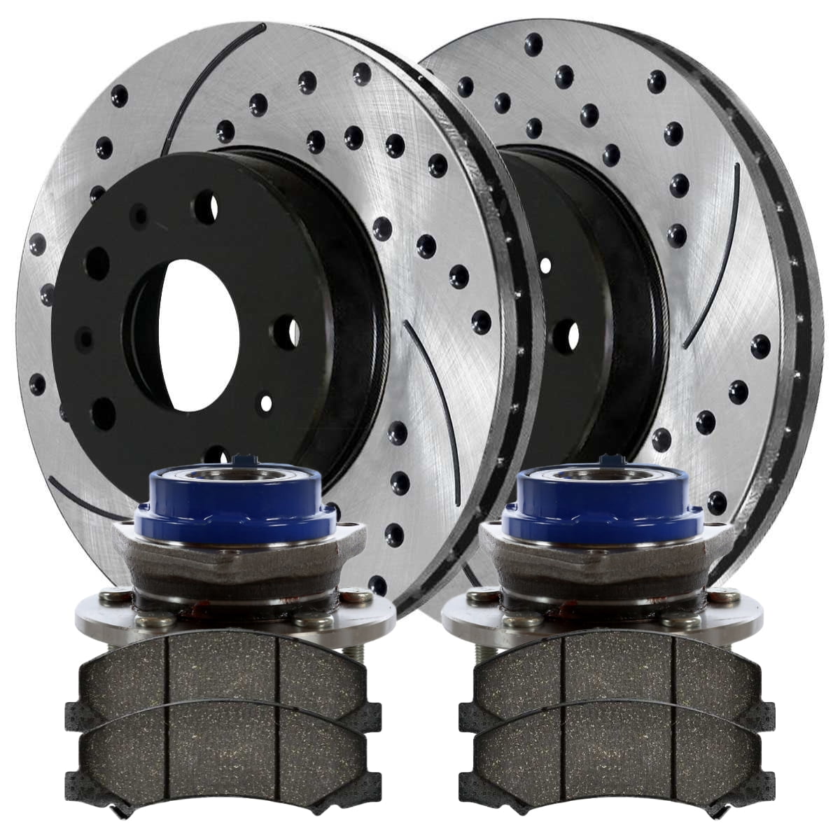 AutoShack Front Drilled Slotted Brake Rotors Black Ceramic Pads Wheel ...