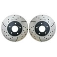 AutoShack Front Drilled Slotted Brake Rotors Black Set of 2 Driver and ...