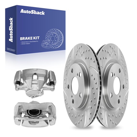 AutoShack Front Drilled & Slotted Brake Rotors Calipers | Replacement ...