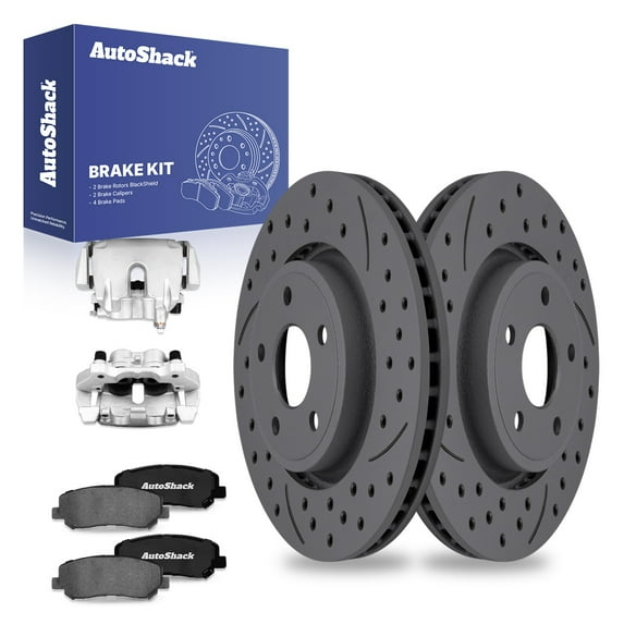 AutoShack Front Drilled & Slotted Brake Rotors Ceramic Brake Pads ...