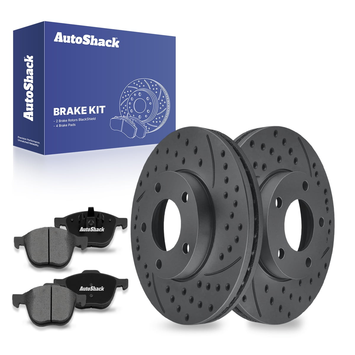 AutoShack 10.94" (278 mm) Front Vented Drilled & Slotted Brake Rotors ...