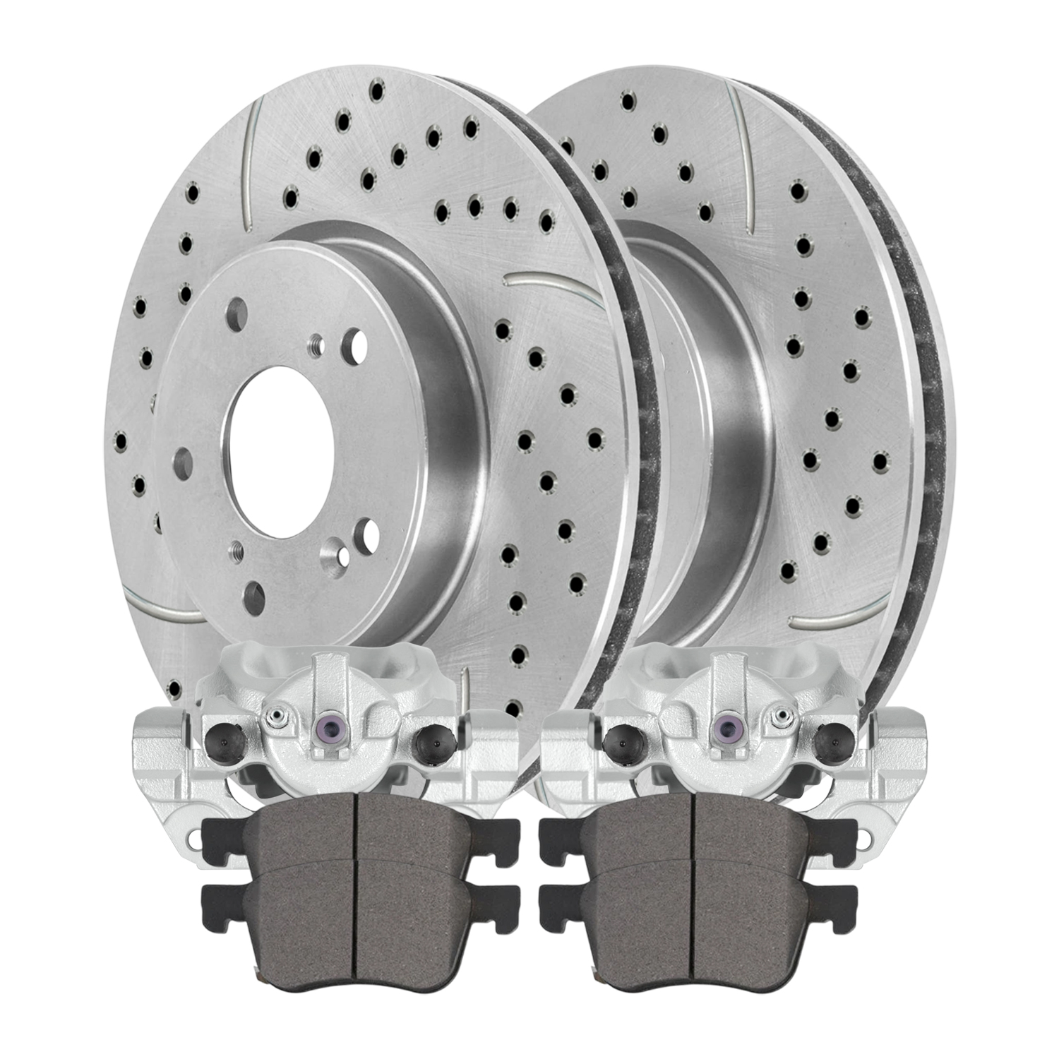 AutoShack Front Drilled & Slotted Brake Rotors Ceramic Brake Pads ...