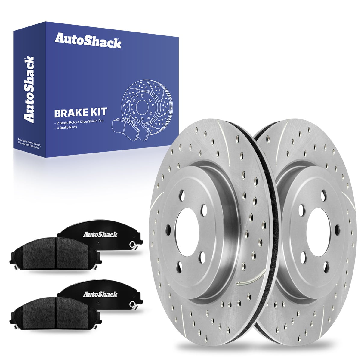 AutoShack Front Drilled & Slotted Brake Rotors Ceramic Brake Pads ...