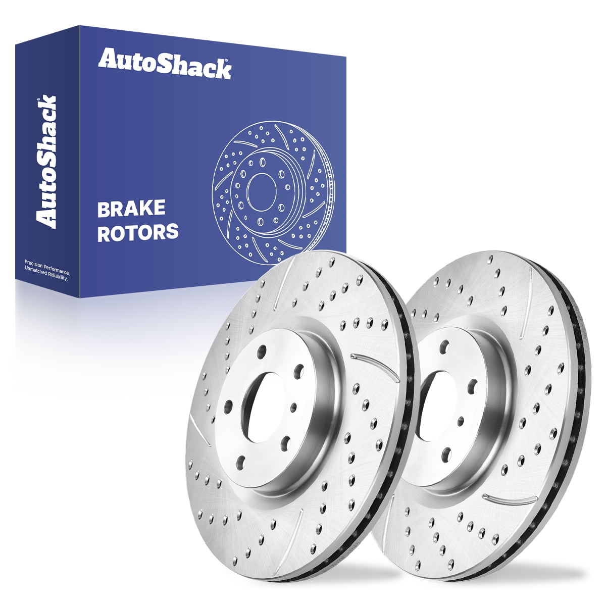 AutoShack Front Drilled & Slotted Brake Rotors | Replacement for ...
