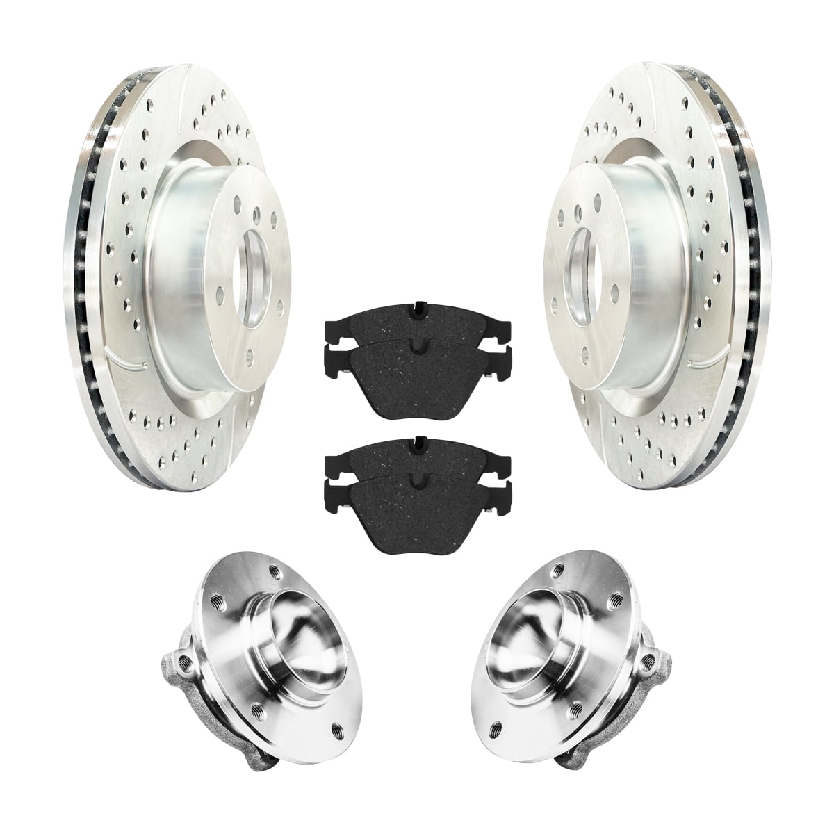 AutoShack Front Drilled & Slotted Brake Rotors Premium Ceramic Brake ...