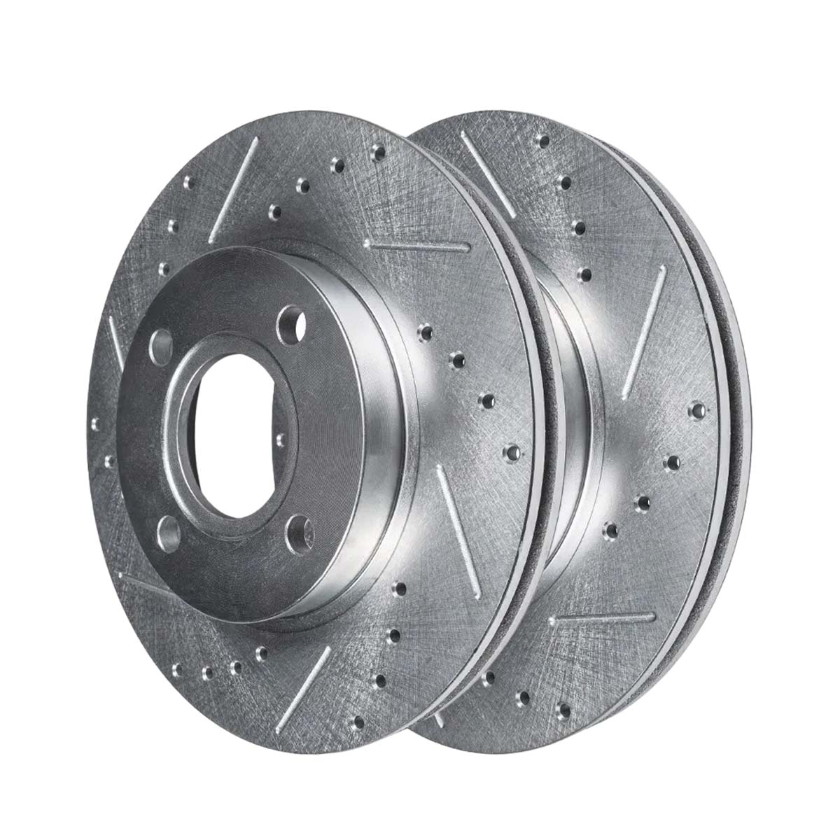 AutoShack Front Drilled Slotted Brake Rotors Silver Set of 2 Driver and ...
