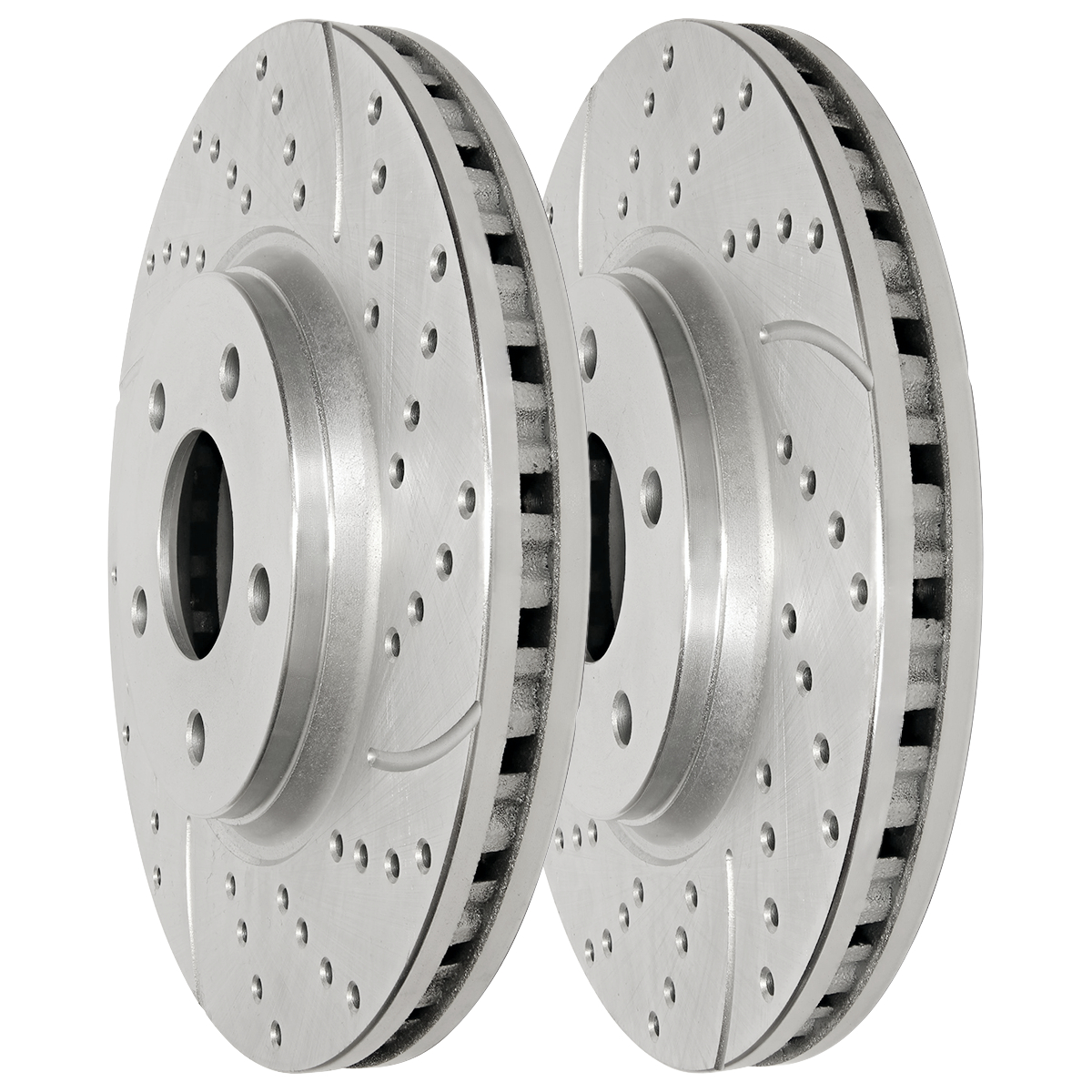 AutoShack Front Drilled Slotted Rotors Silver Pair Driver Passenger ...
