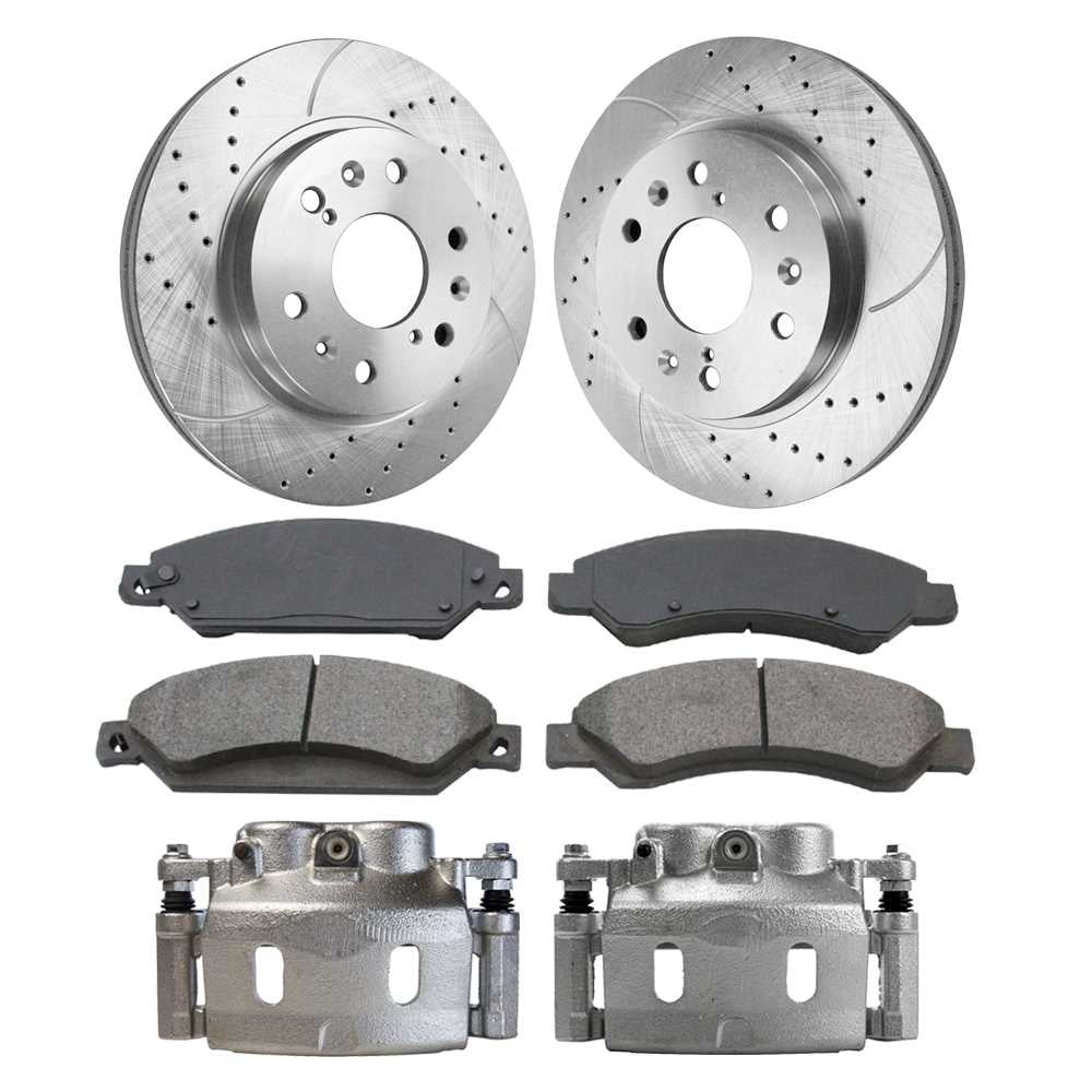 AutoShack Front Drilled and Slotted Silver Brake Rotors Calipers and ...