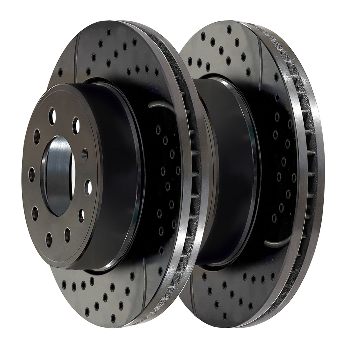 AutoShack Front NightGuard Coated Drilled Slotted Black Brake Rotors ...