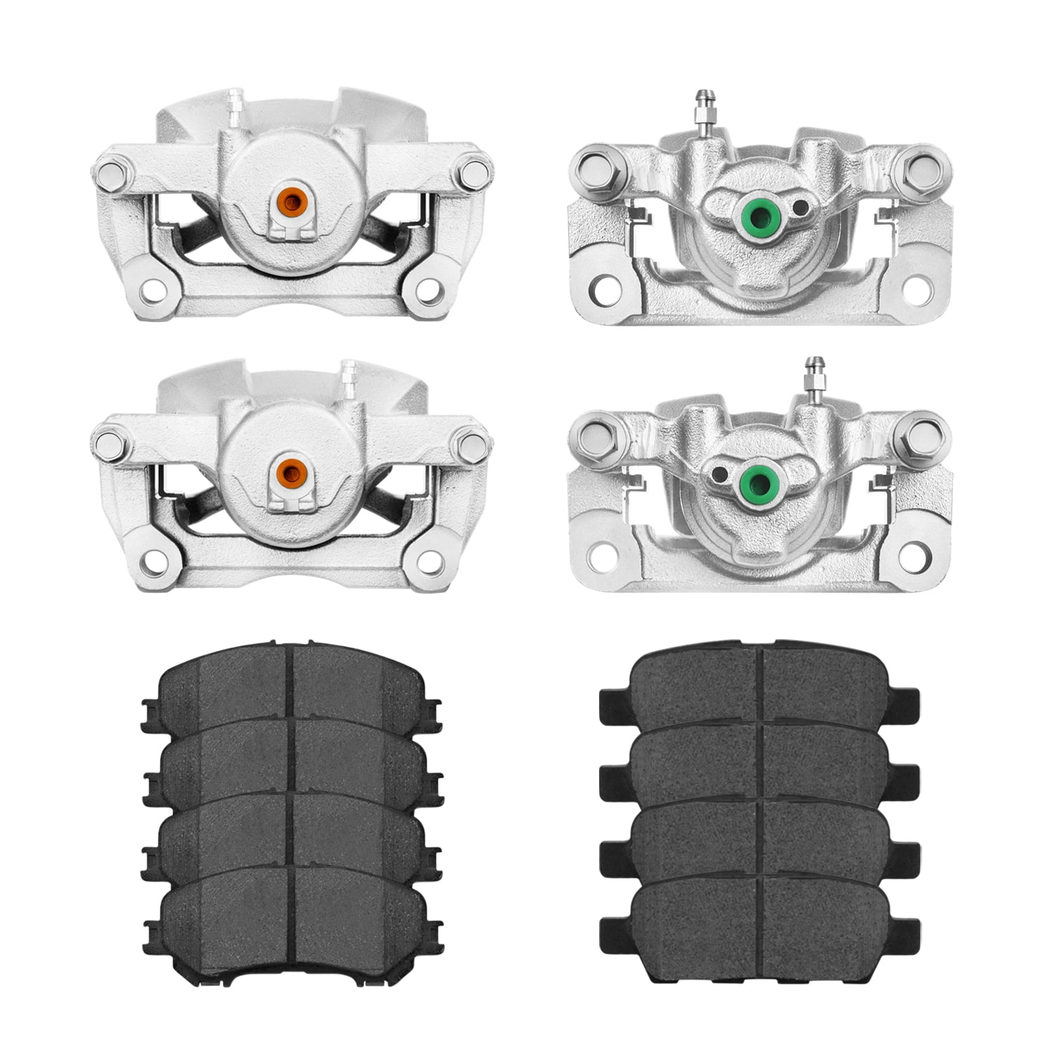 AutoShack Front and Rear Brake Calipers and Ceramic Pads Kit Set ...
