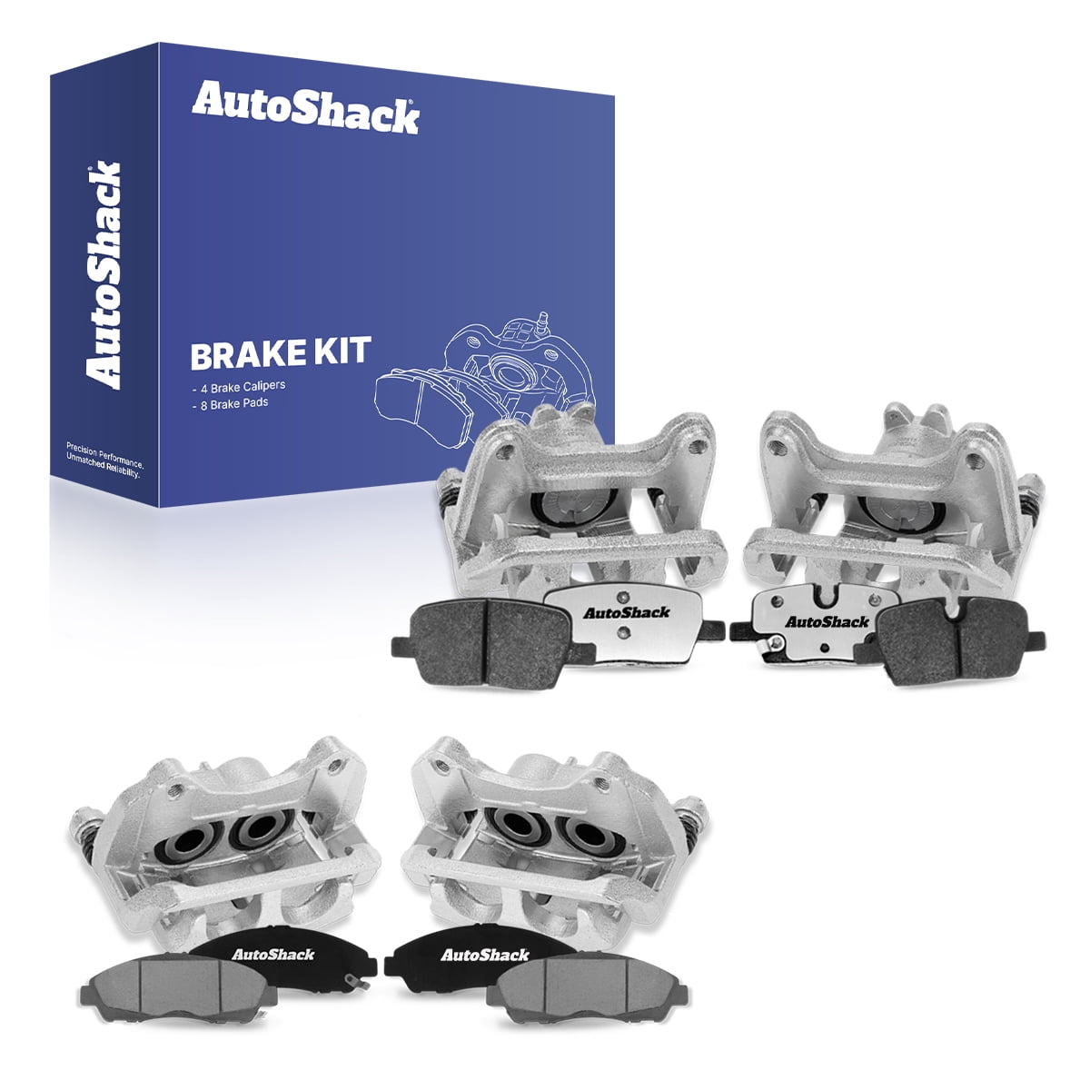 AutoShack Front and Rear Brake Calipers and Ceramic Pads Kit Set ...
