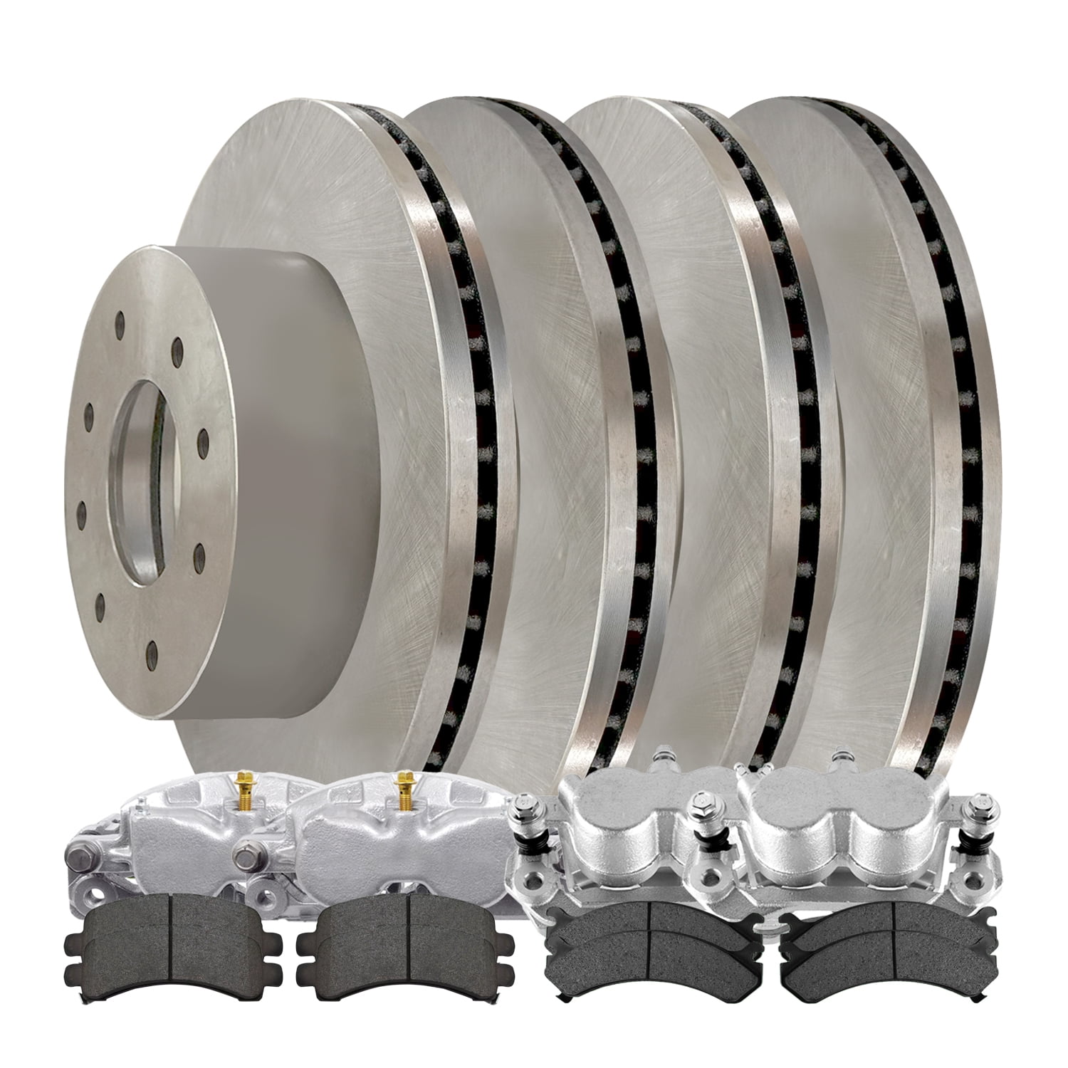 AutoShack Front & Rear Brake Rotors Premium Ceramic Brake Pads Calipers ...