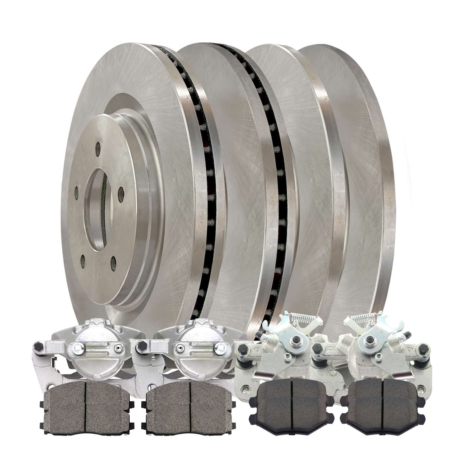 AutoShack Front & Rear Brake Rotors Premium Ceramic Brake Pads Calipers ...