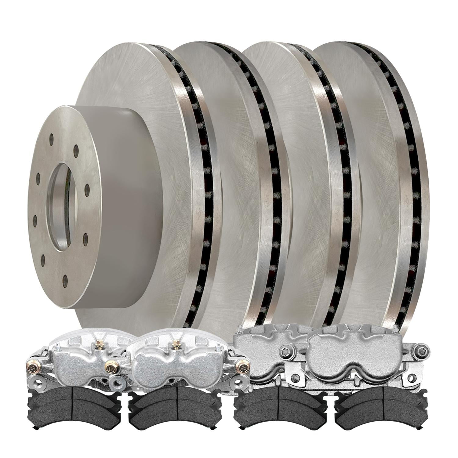 AutoShack Front and Rear Brake Rotors Calipers and Performance Ceramic Pads Kit Set Replacement ...