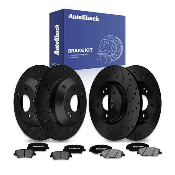 AutoShack Front Vented & Rear Solid Drilled & Slotted E-Coated Brake ...