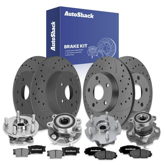 AutoShack Front & Rear Drilled & Slotted Brake Rotors Ceramic Brake ...