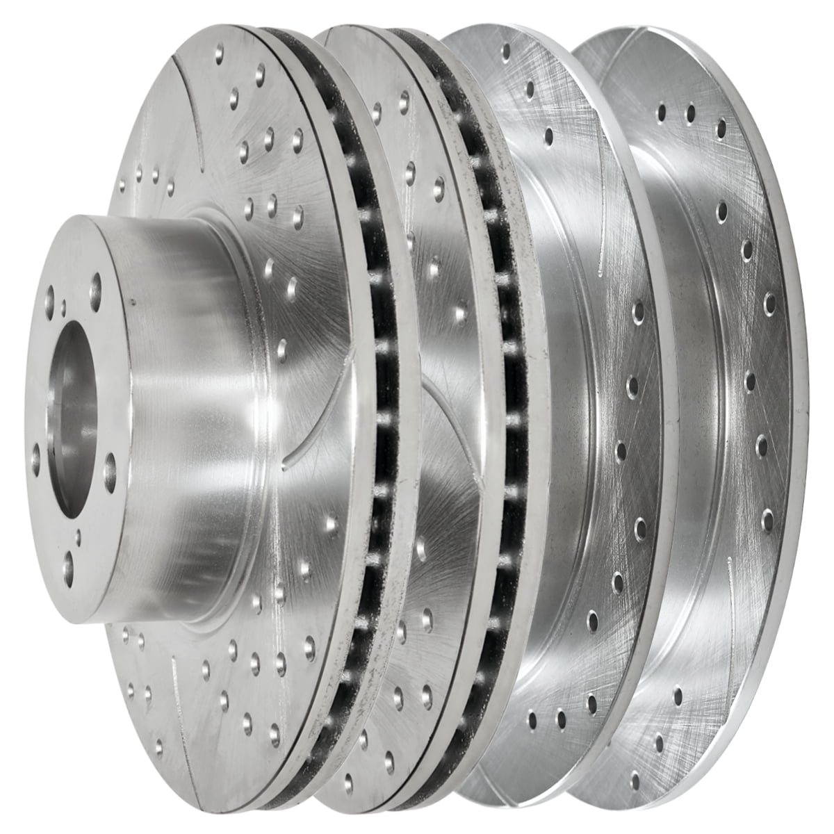 AutoShack Front and Rear Drilled Slotted Brake Rotors Silver Set of 4 ...