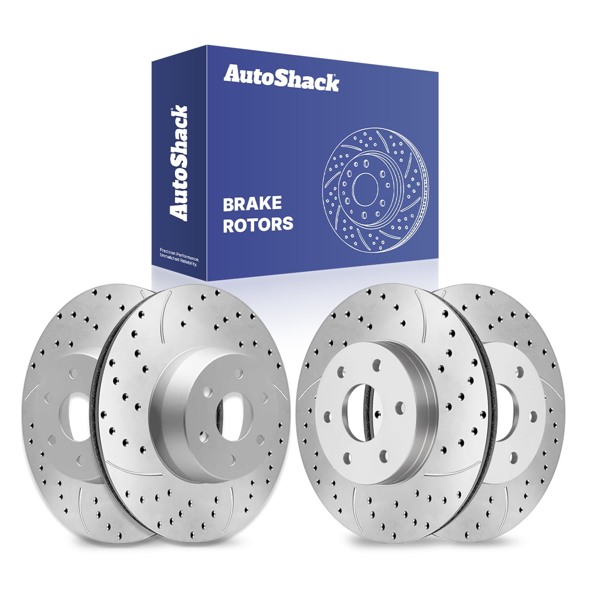 AutoShack Front & Rear Drilled & Slotted Brake Rotors | Replacement for ...