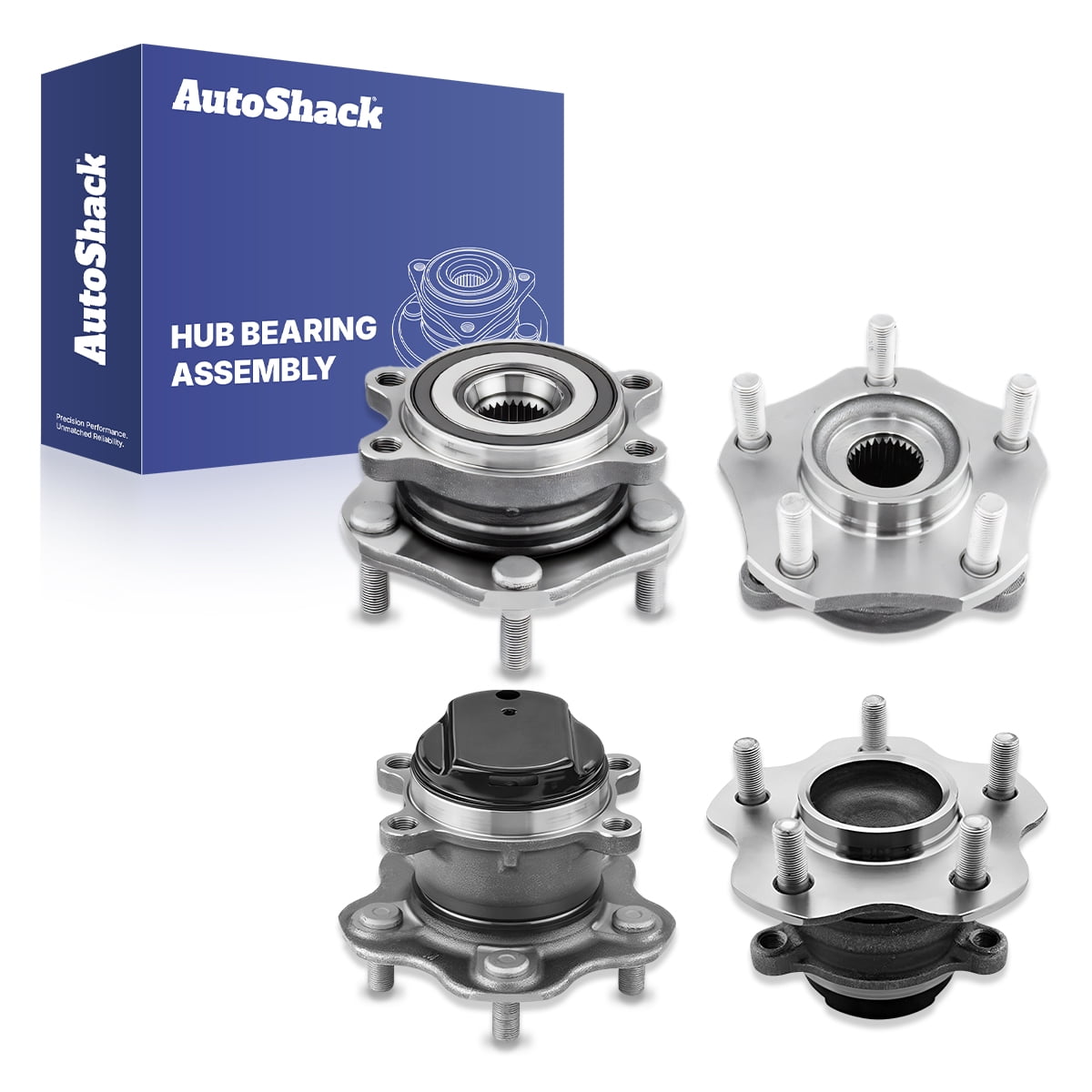 AutoShack Front & Rear Wheel Hub Bearing Assemblies with ABS ...