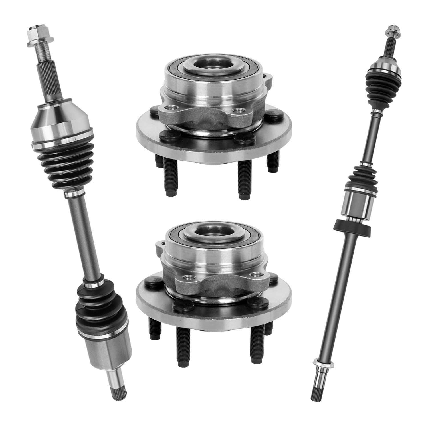 AutoShack Front Set of 4 CV Axle Drive Shaft and Wheel Bearing Hub ...