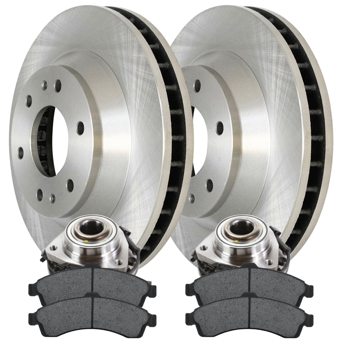 AutoShack Front Wheel Bearing Hub Assembly Brake Rotors Ceramic Pads ...