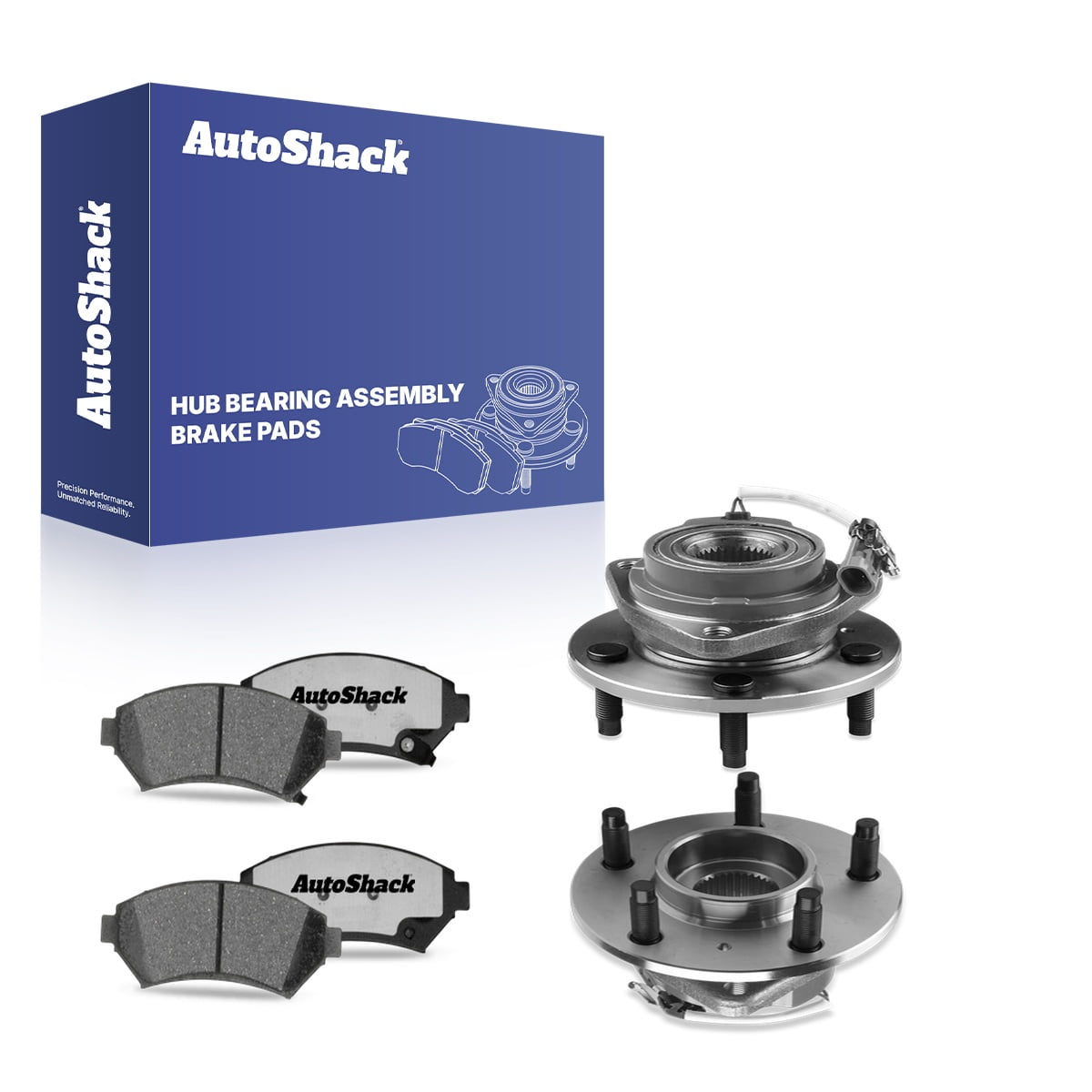 AutoShack Front Ceramic Brake Pads Wheel Hub Bearing Assemblies with ...