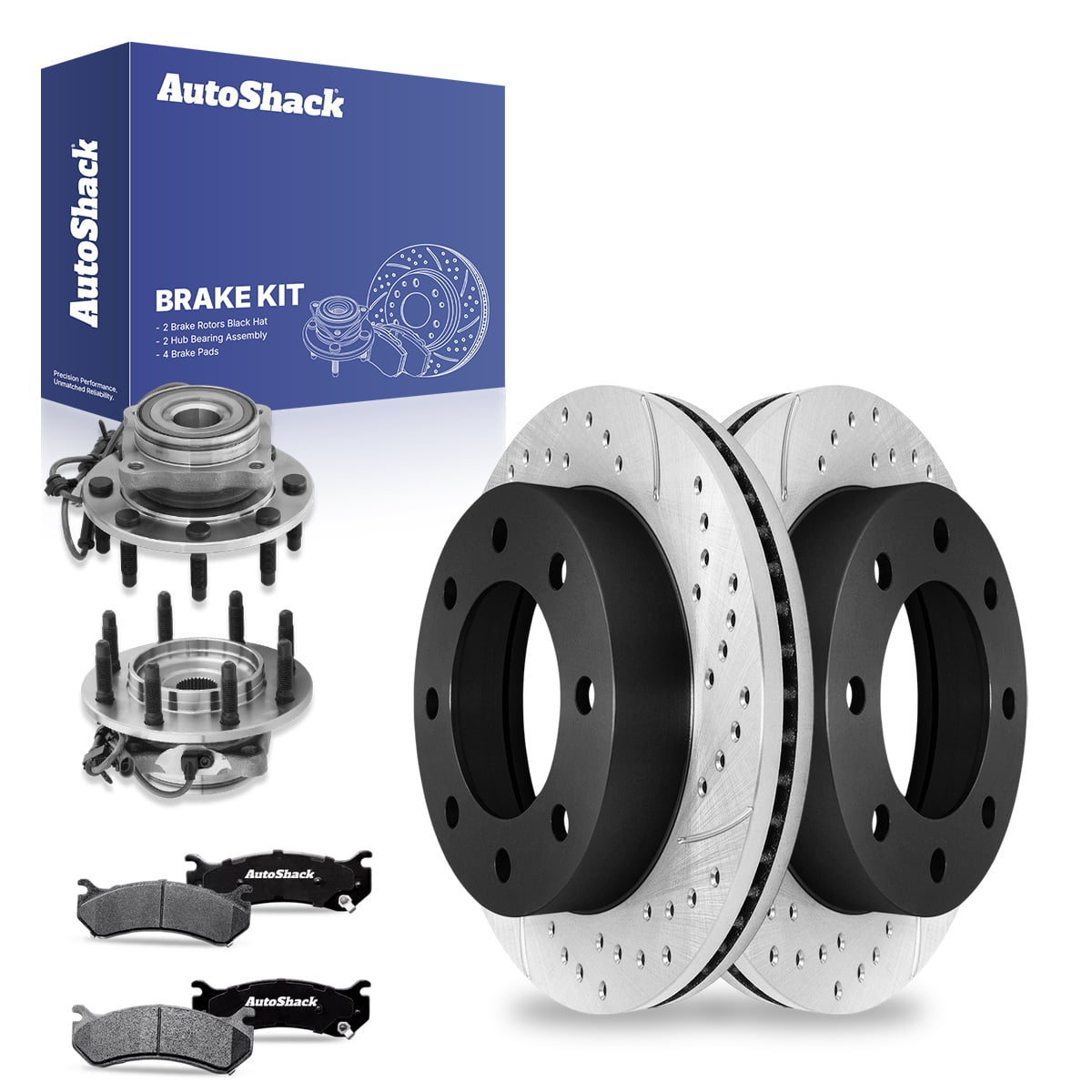 AutoShack Front Vented Drilled & Slotted E-Coated Brake Rotors ...