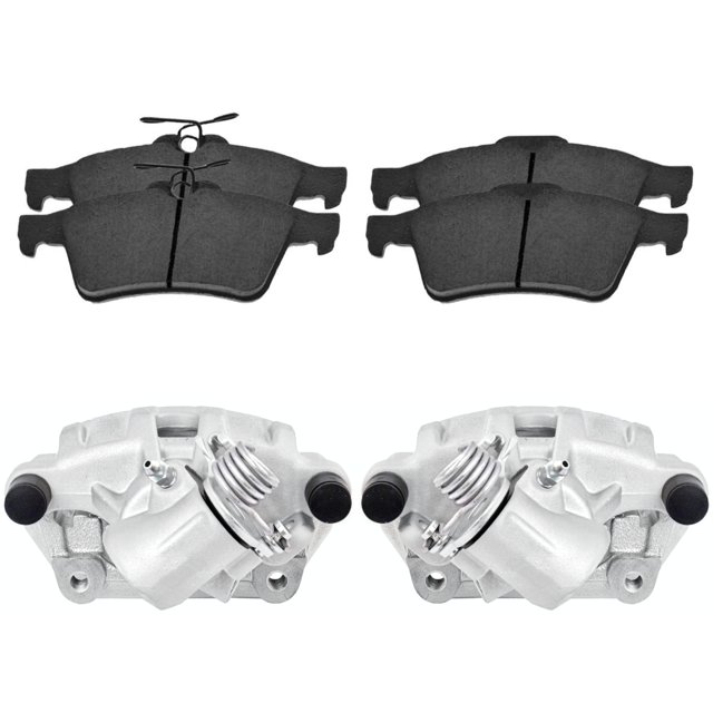 AutoShack Rear Brake Calipers and Ceramic Pads Kit Driver and Passenger ...