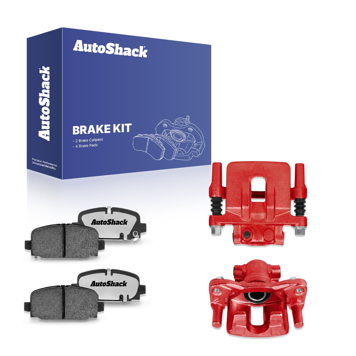 AutoShack Rear Brake Calipers Red Ceramic Brake Pads | Replacement for ...